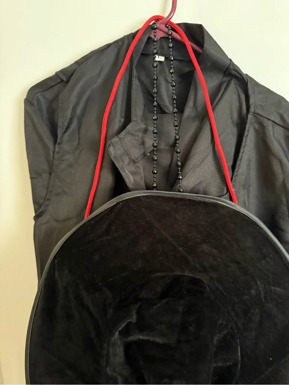 Other | Mens Black Anime Costumer Velvet Widebrim Hat With Red Cord ...